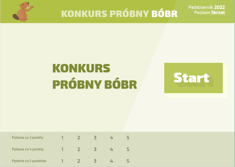Zadania próbne z roku 2022 - Konkurs Bóbr